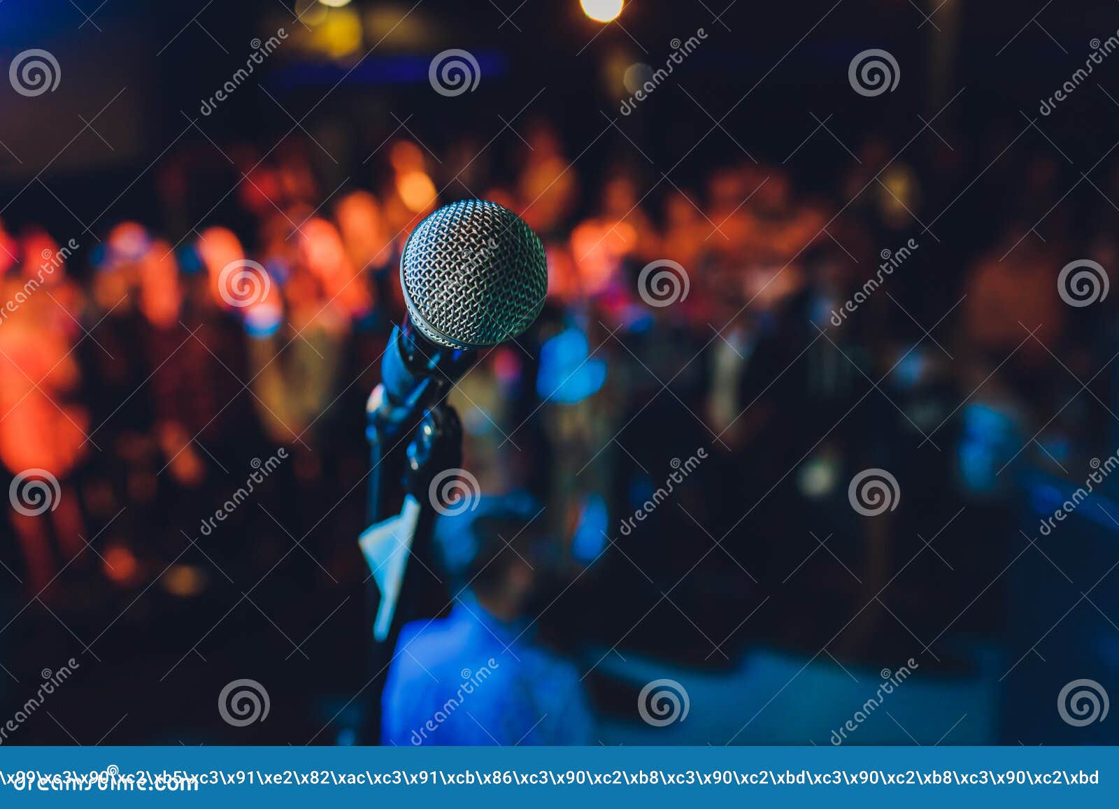 Close Up of Microphone in Concert Hall or Conference Room. Stock Image ...