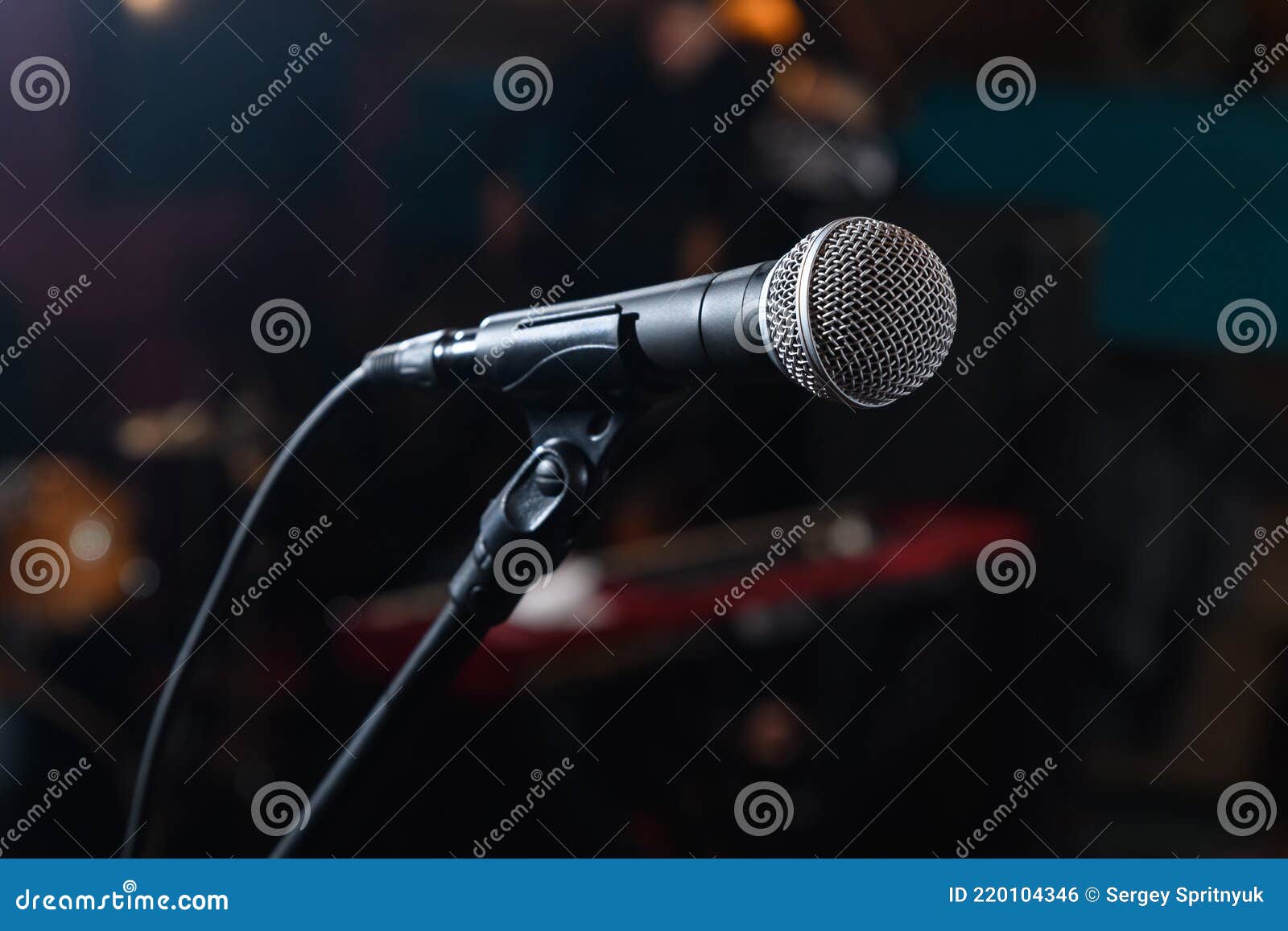 Close Up of Microphone in Concert Hall or Conference Room Stock Photo ...