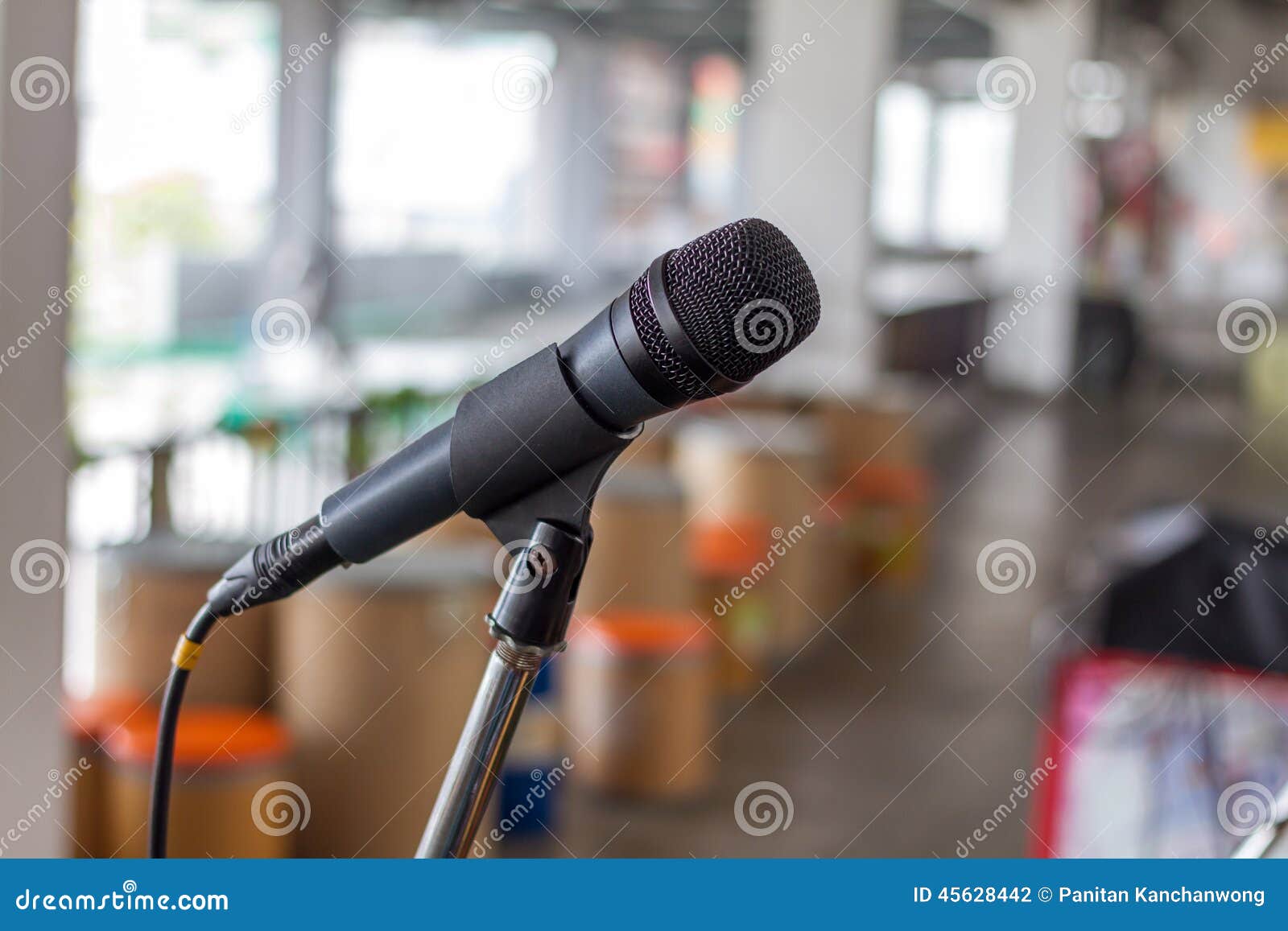 Close up of microphone stock photo. Image of news, black - 45628442