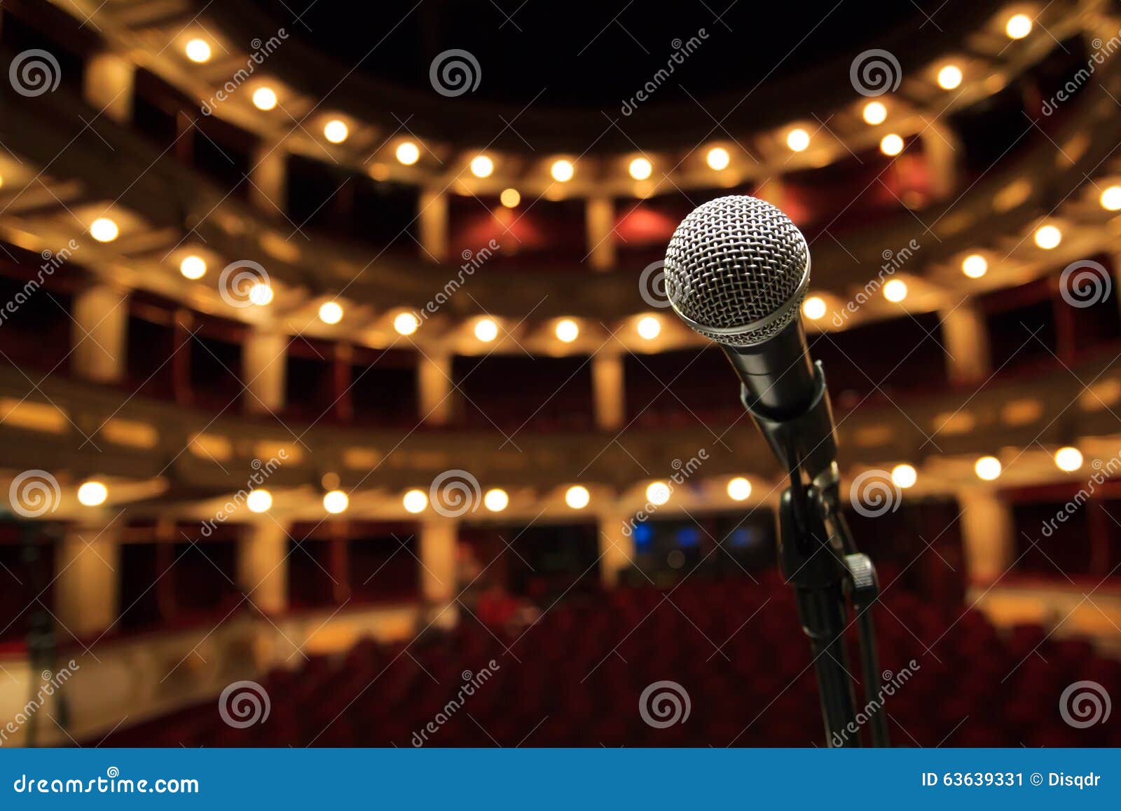 Close Up of Microphone in Concert Hall Stock Image - Image of show ...