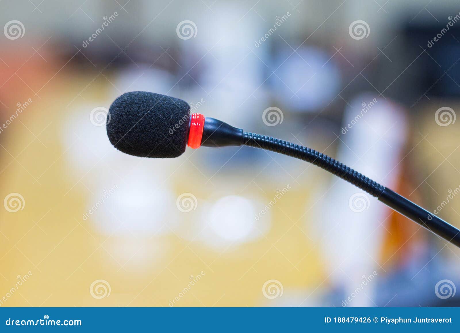 Close Up a Microphone in the Conference Room for Speak Stock Photo ...