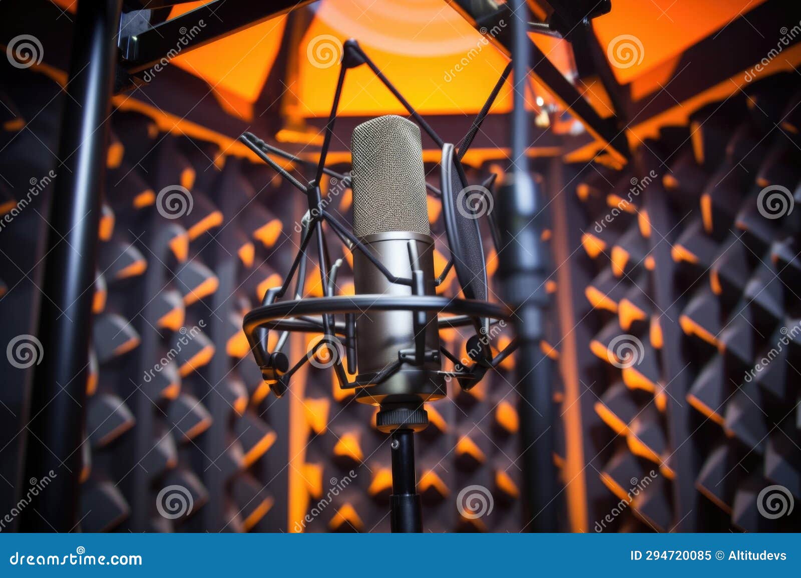 Close-up of a Microphone in an Isolated Booth Stock Image - Image of ...