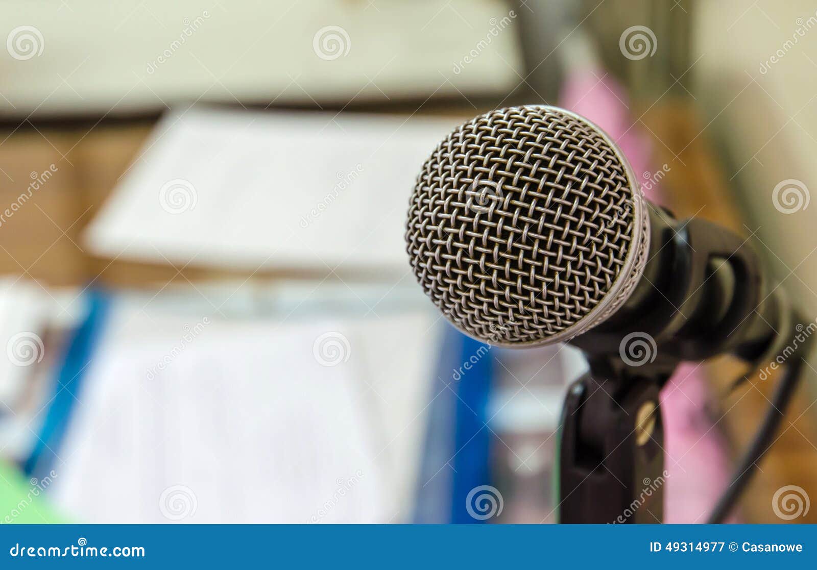 Close Up of Microphone in Meeting Room Stock Image - Image of ...