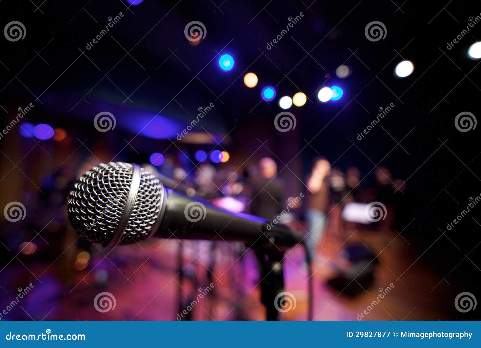 Horizontal Microphone on Music Stage Stock Image - Image of broadcast ...