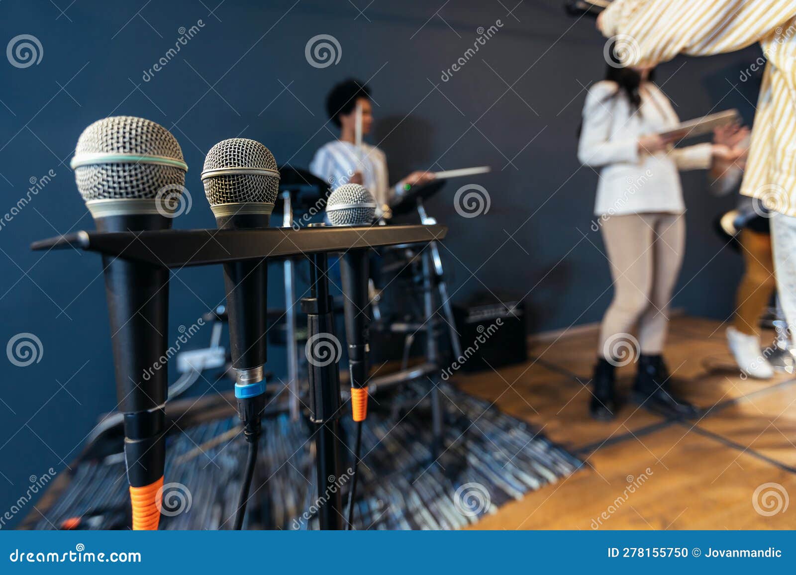 Microphone on Stage in Audience Room Stock Photo - Image of event ...