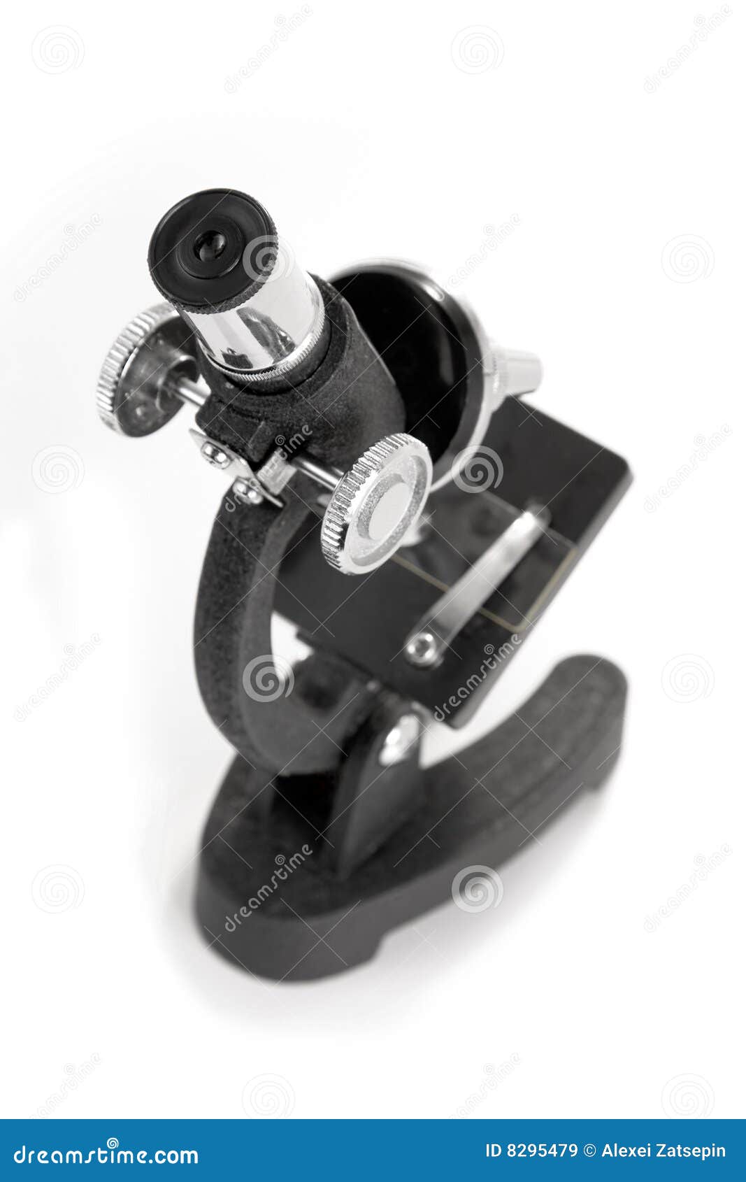 Close Up Of Microscope Viewing Sample With Atom Ball And Stick ...