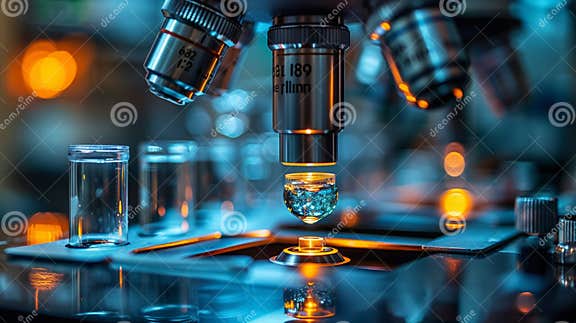 AI-Powered Microscope Analyzing a Cell Sample Stock Illustration ...
