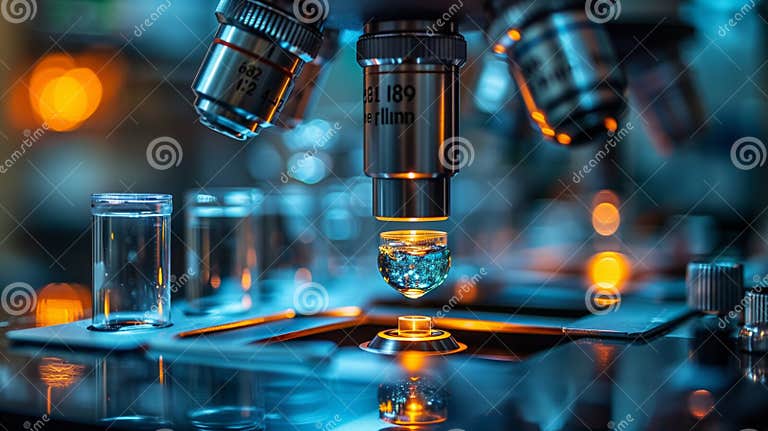 AI-Powered Microscope Analyzing a Cell Sample Stock Illustration ...