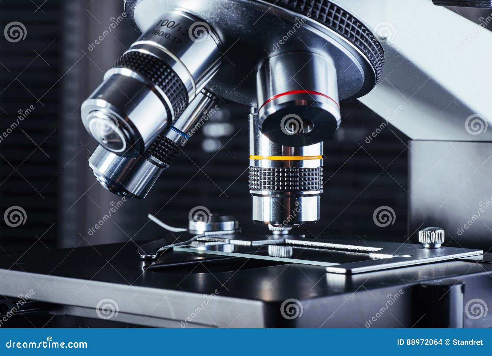 Close Up of Microscope at the Laboratory. Stock Photo - Image of ...