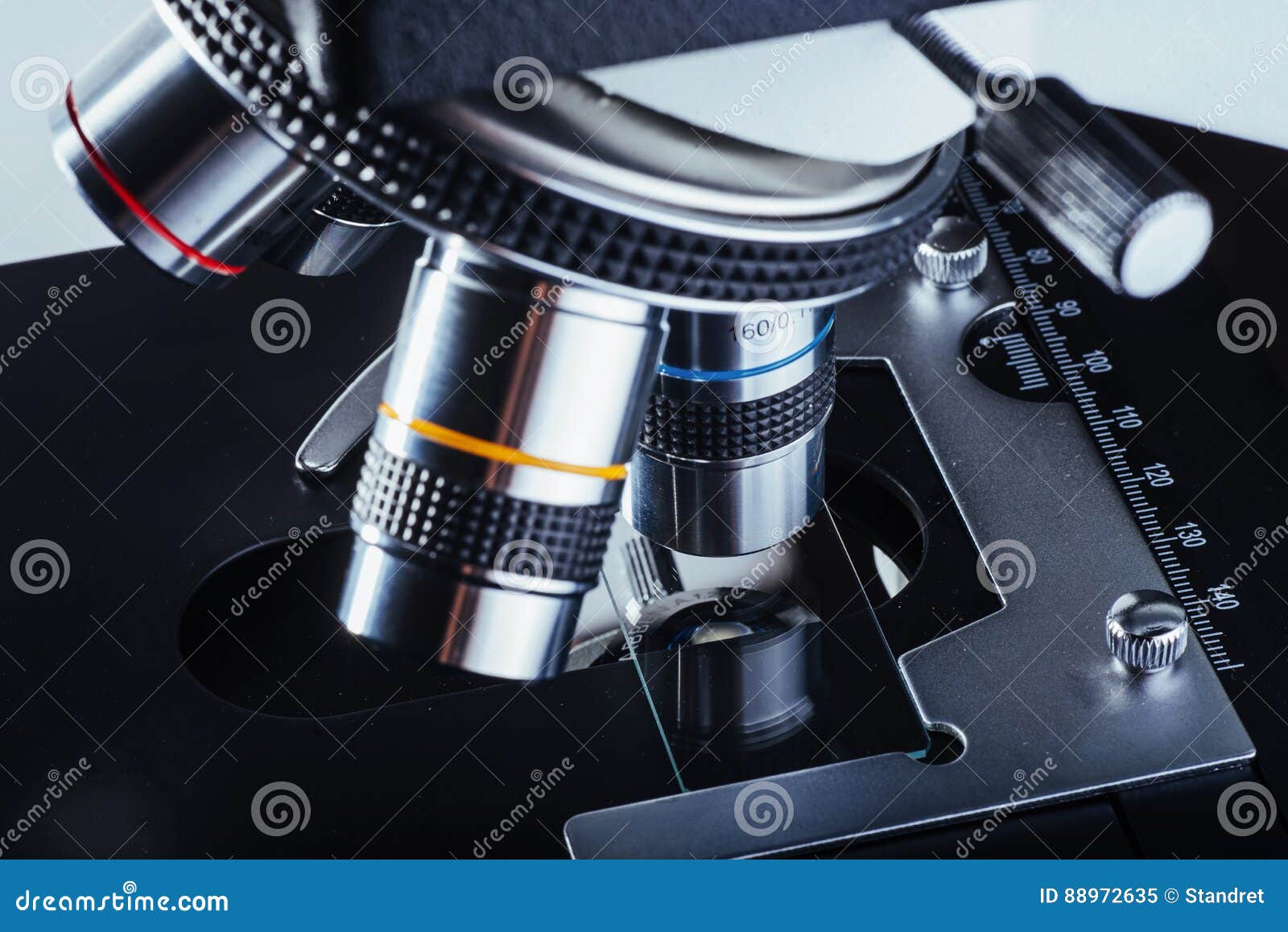 Close Up of Microscope at the Laboratory. Stock Image - Image of ...