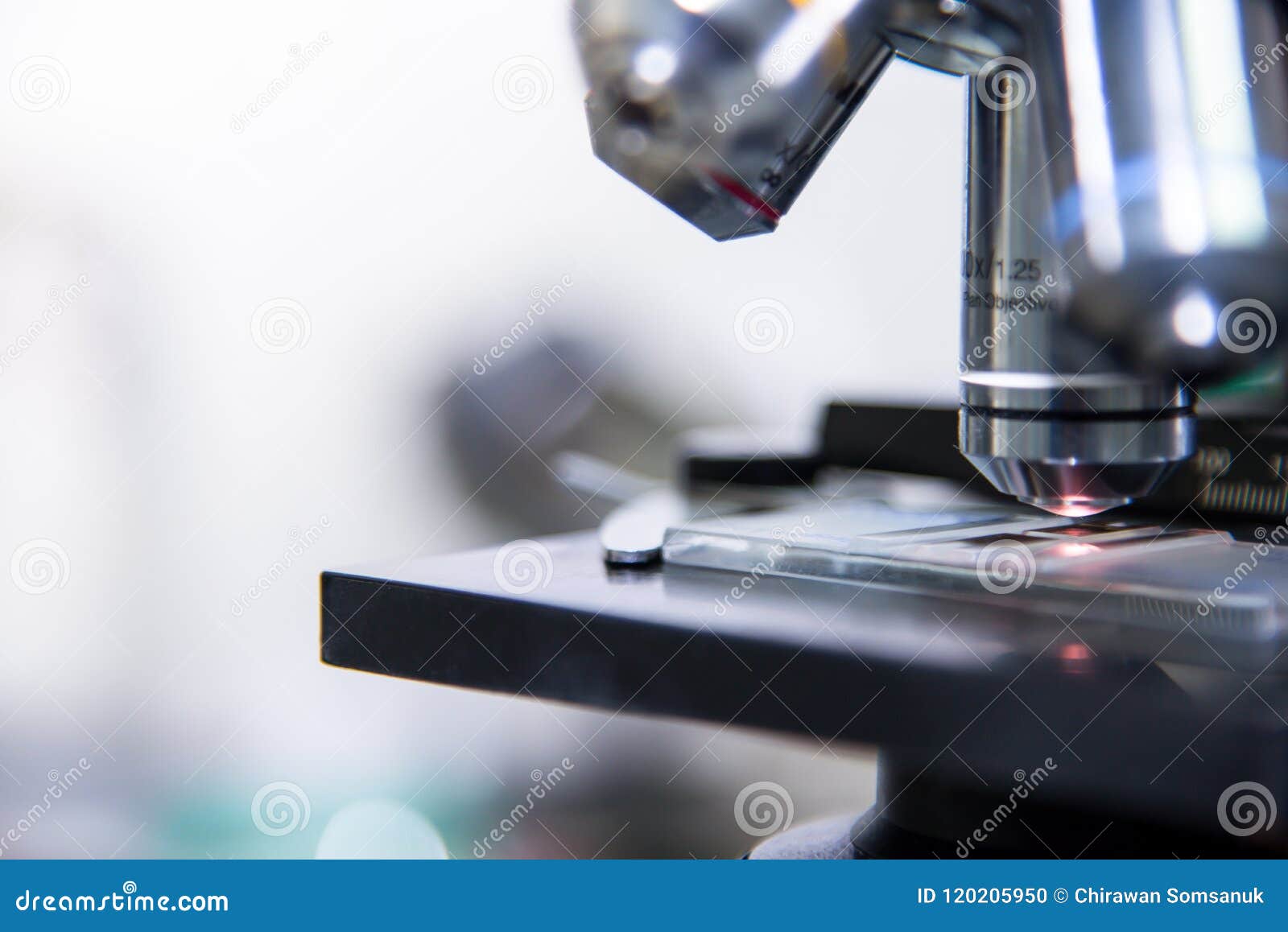 Close Up Microscope in Laboratory. Stock Photo - Image of healthcare ...