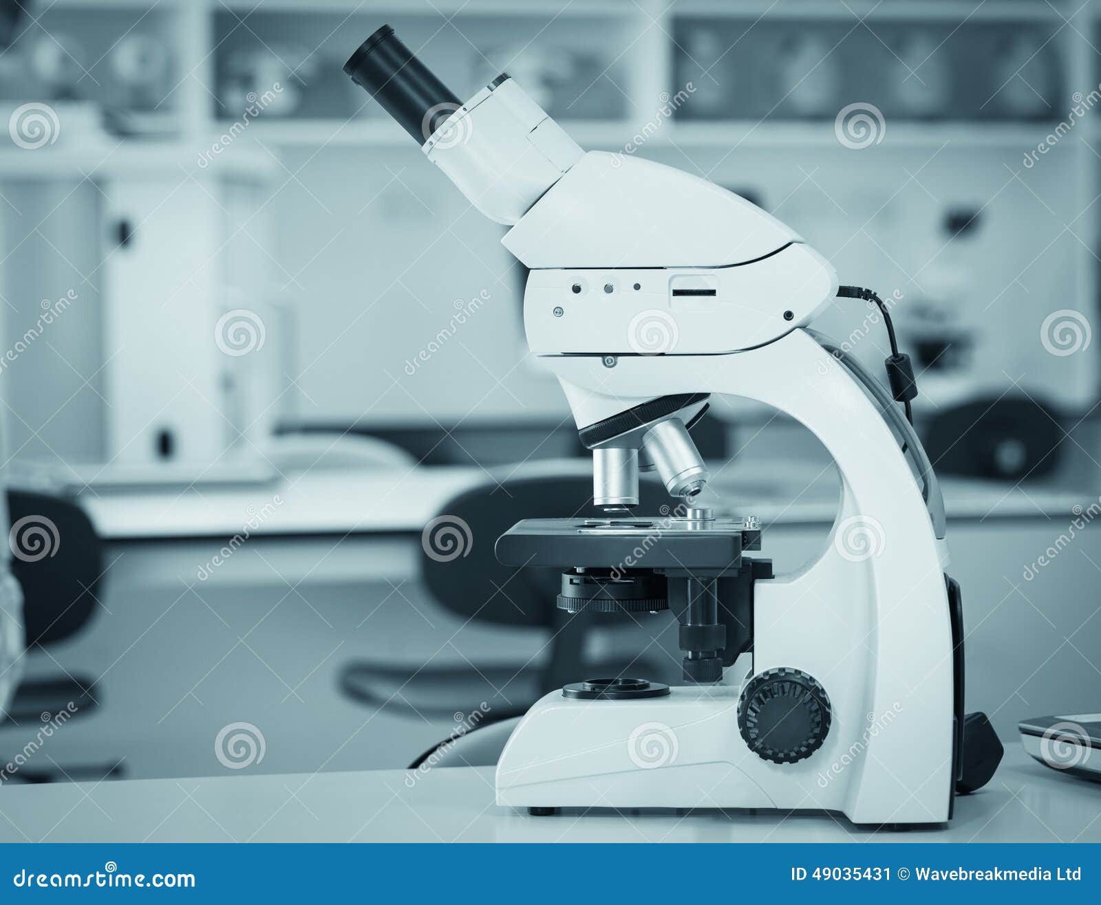 Close Up on Microscope in Laboratory Stock Image - Image of science ...