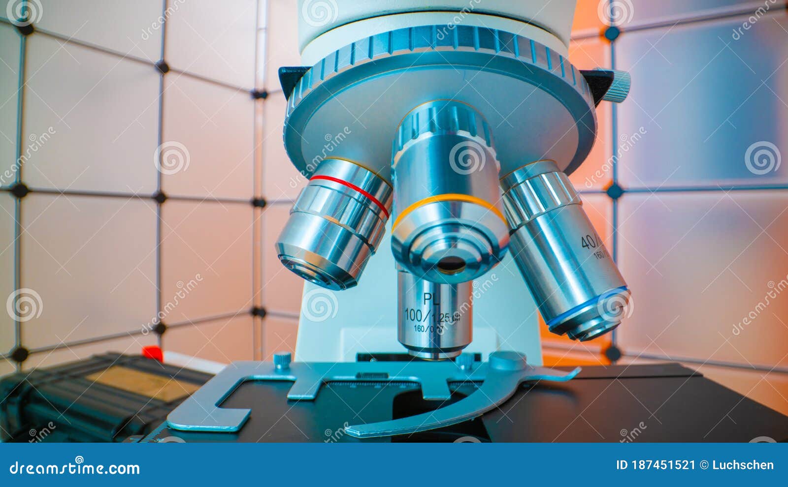 Close-up microscope lens stock image. Image of equipment - 187451521