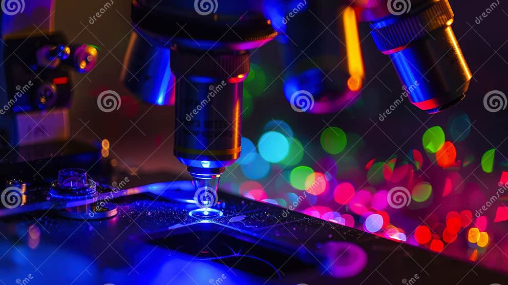 Close Up of a Microscope Lens Focused on a Surface Stock Image - Image ...