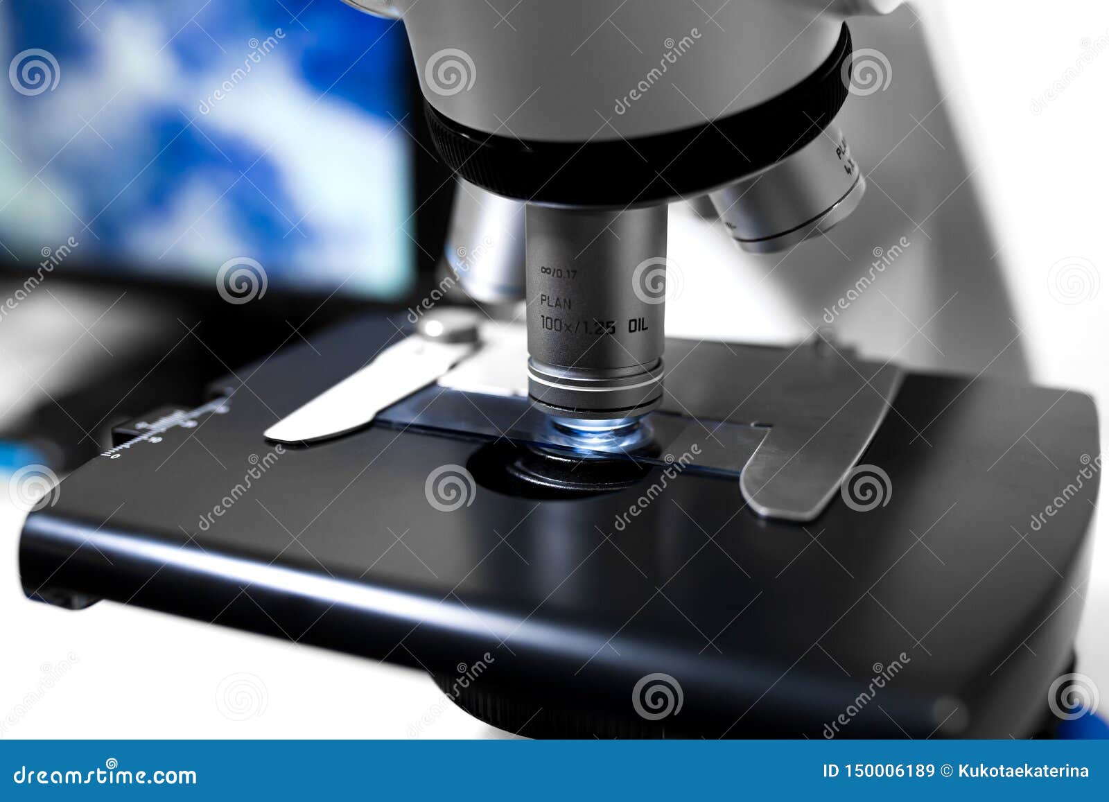 Close Up Microscope Lens on Gray Background Stock Image - Image of ...