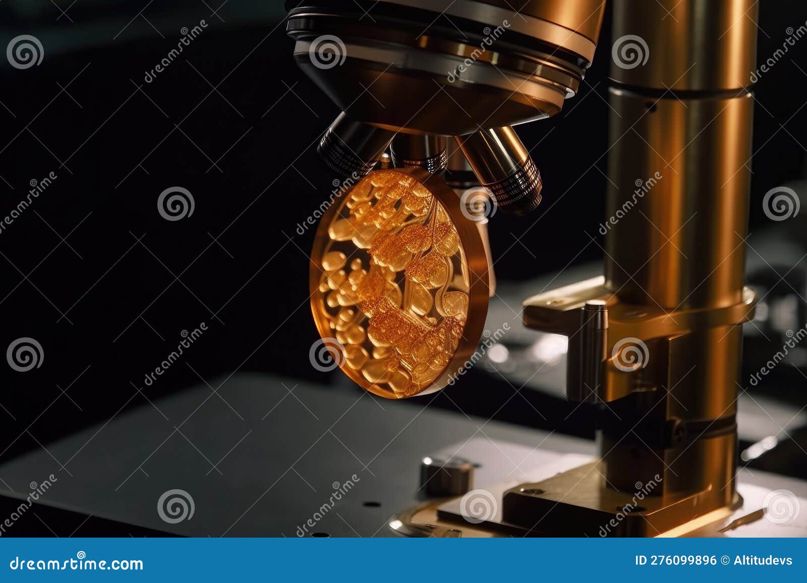 Close-up of Microscope with Magnified Image Visible Stock Illustration ...
