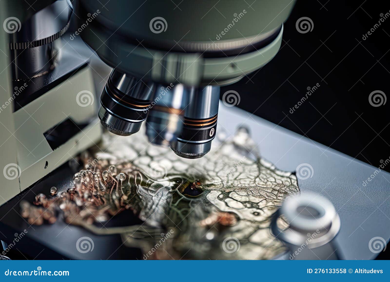 Close-up of Microscope with Magnified Image Visible Stock Illustration ...