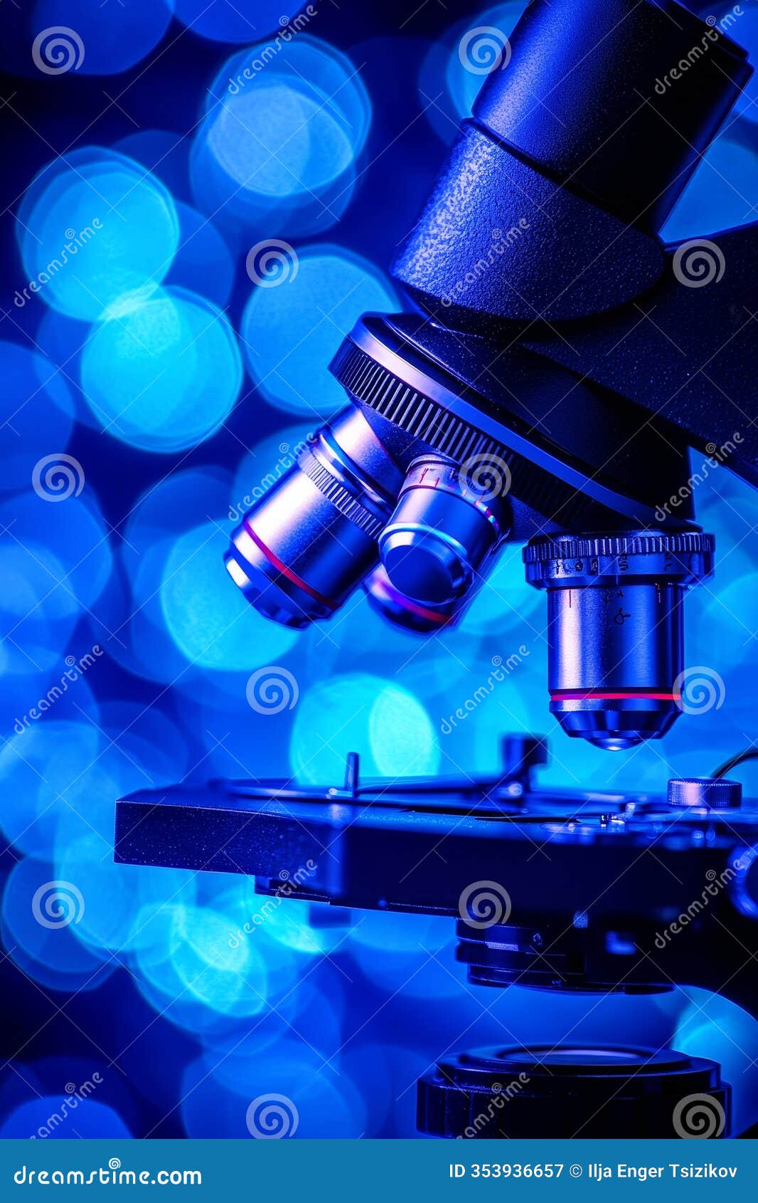 Objective Lenses Of A Microscope, Light Microscope Stage And Lenses ...