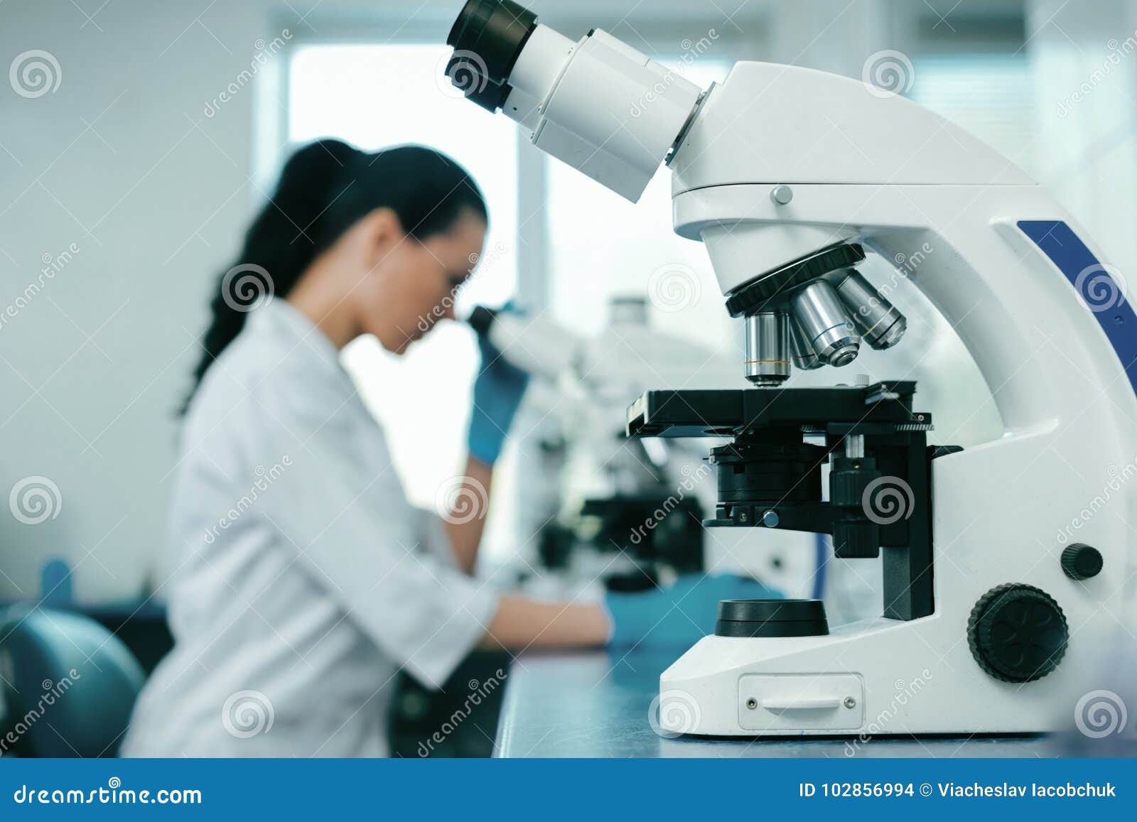 Close Up of Microscope that Standing in the Laboratory Stock Photo ...