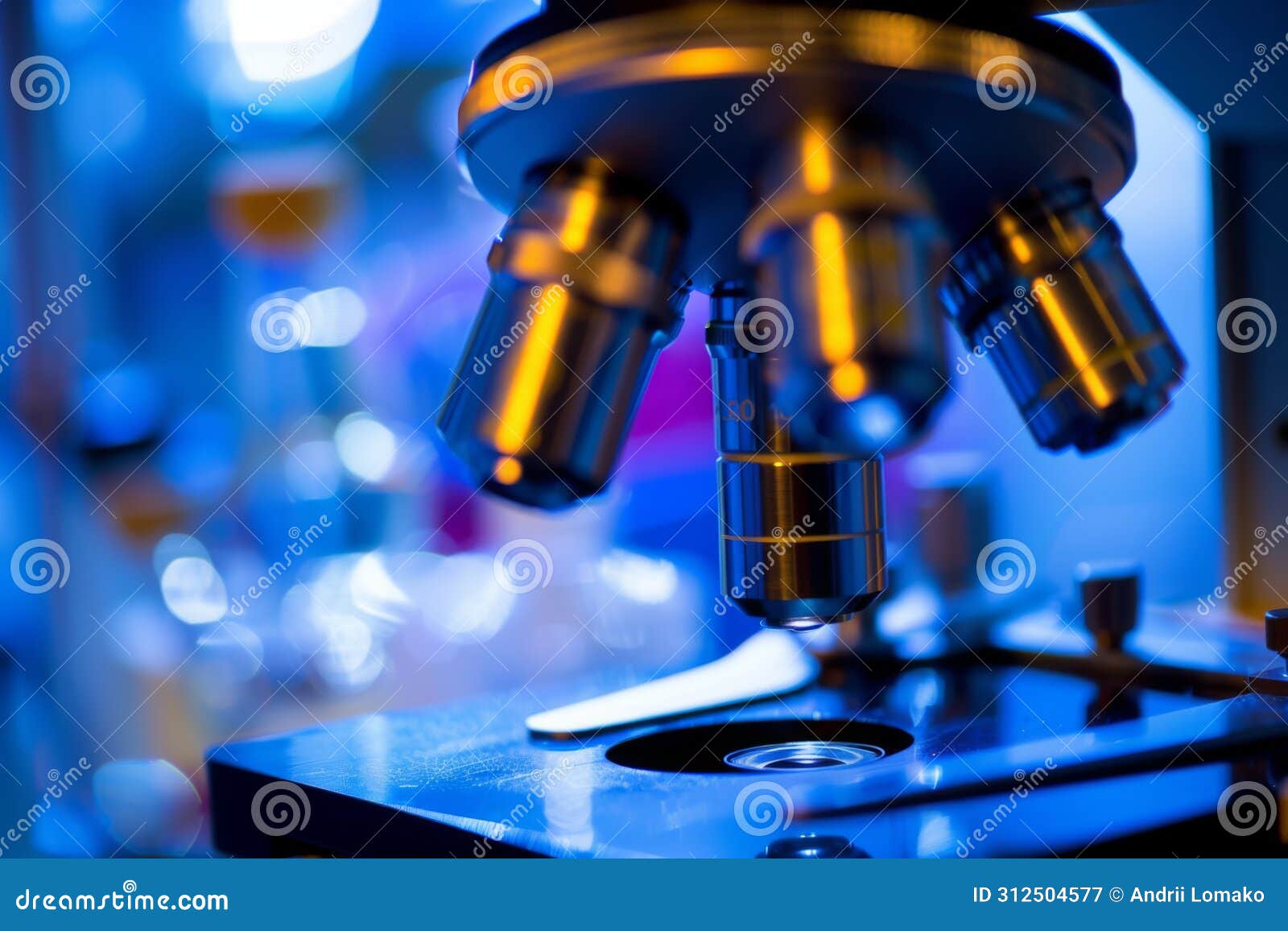 Close Up of a Microscope on a Table Stock Image - Image of knobs ...