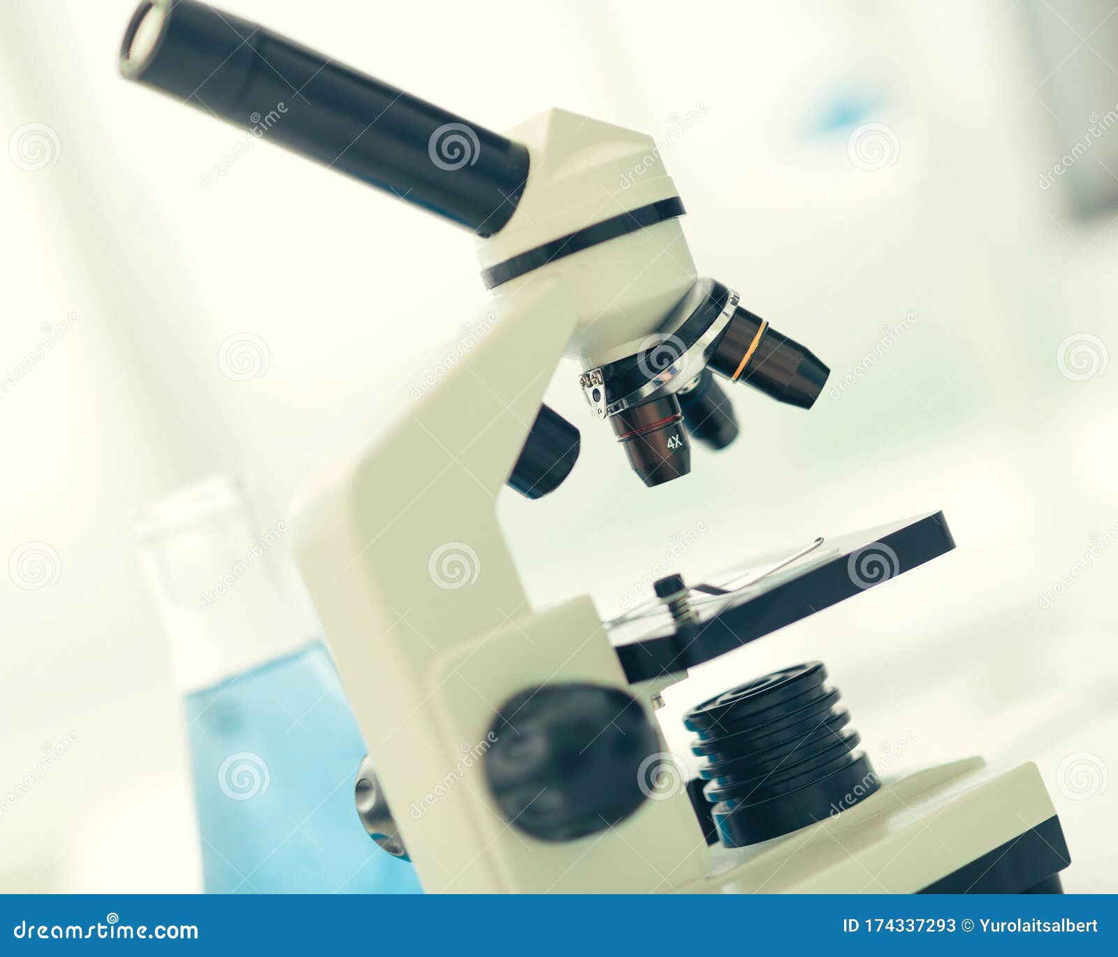 Close Up.microscope on the Table in the Science Lab Stock Image - Image ...