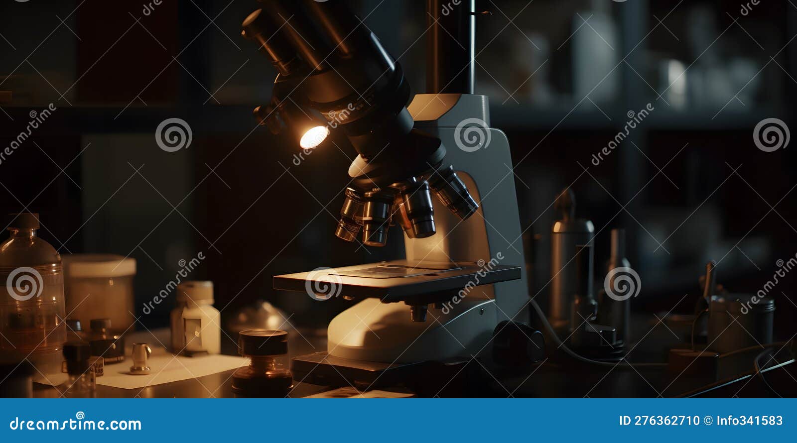 A Close-up of a Microscope in a University Science Lab Dy Two Created ...