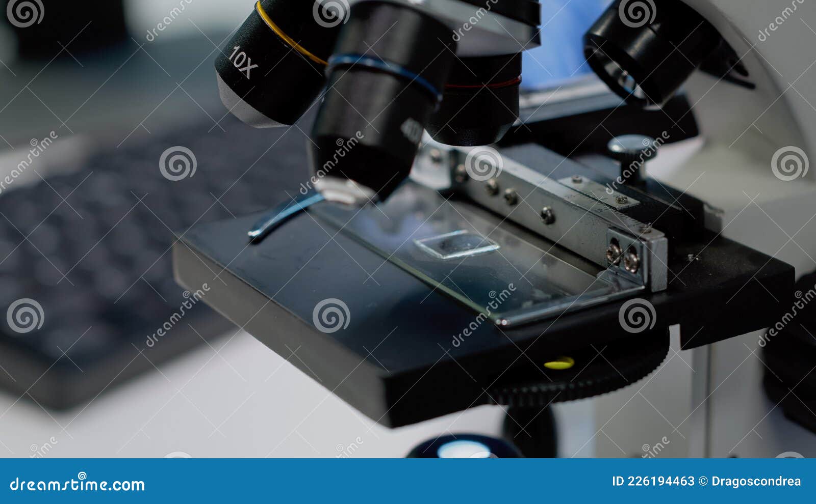 Close Up of Microscopic Sample Tray for Optical Analysis Stock Image ...