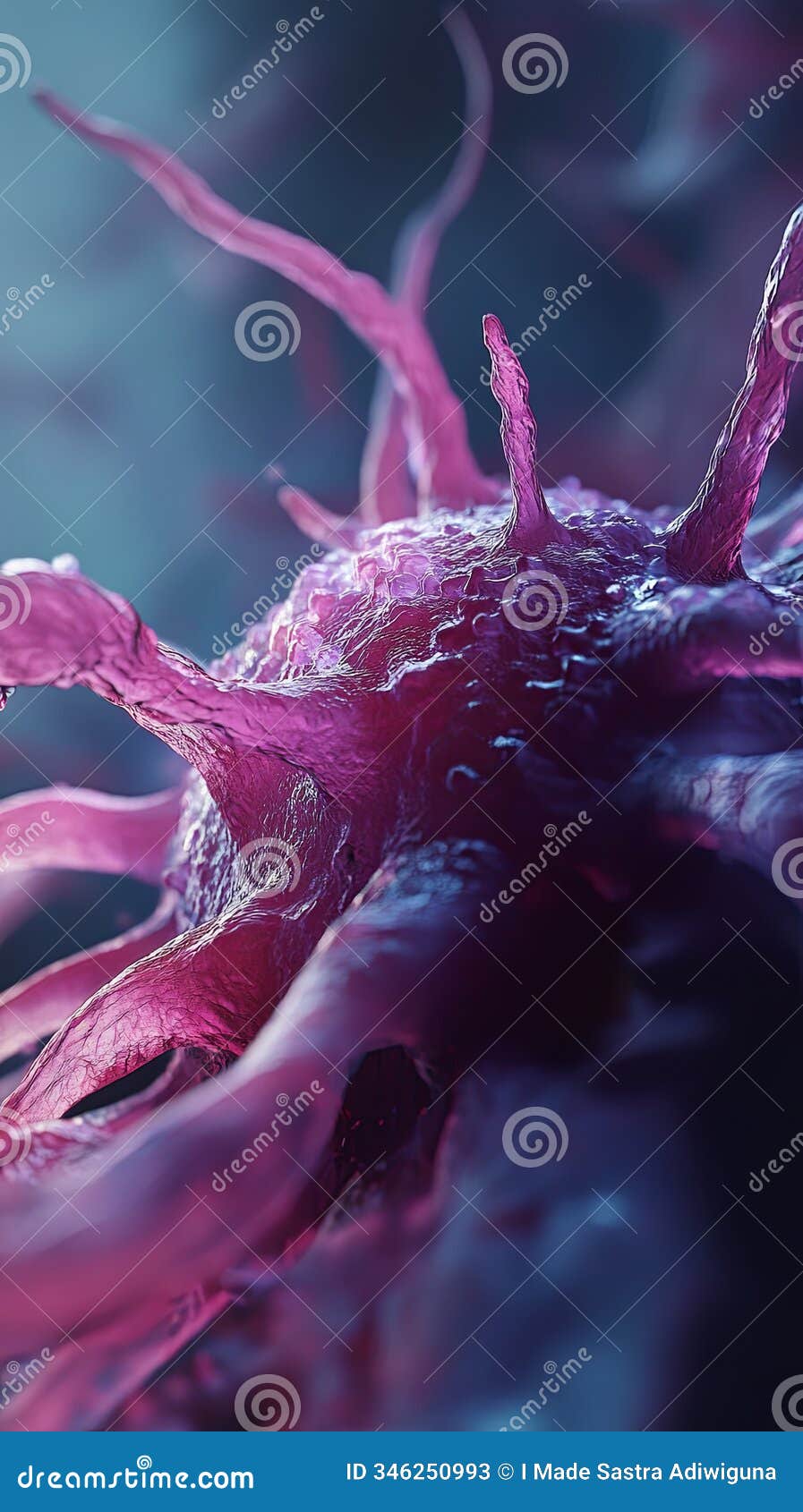 A Close-up, Microscopic View of a Pink, Spiky, Cell-like Structure ...
