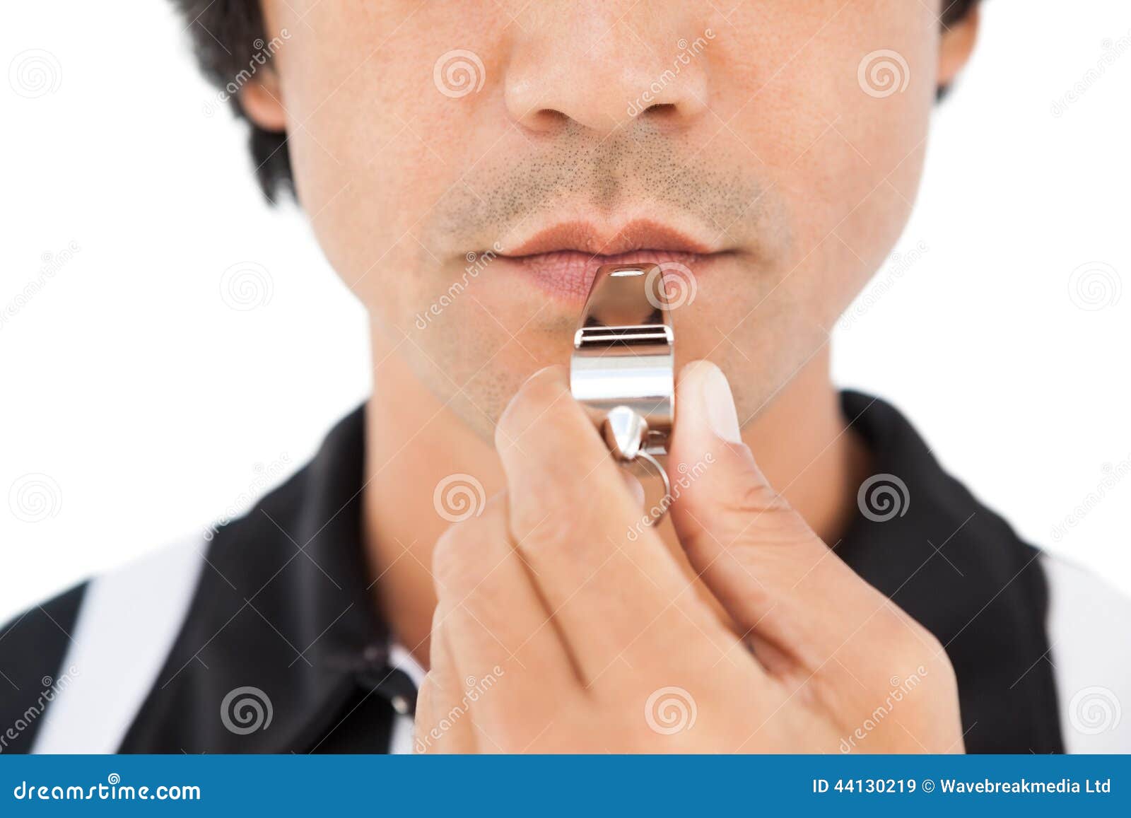 Close Up Mid Section of Referee Blowing Whistle Stock Image - Image of ...