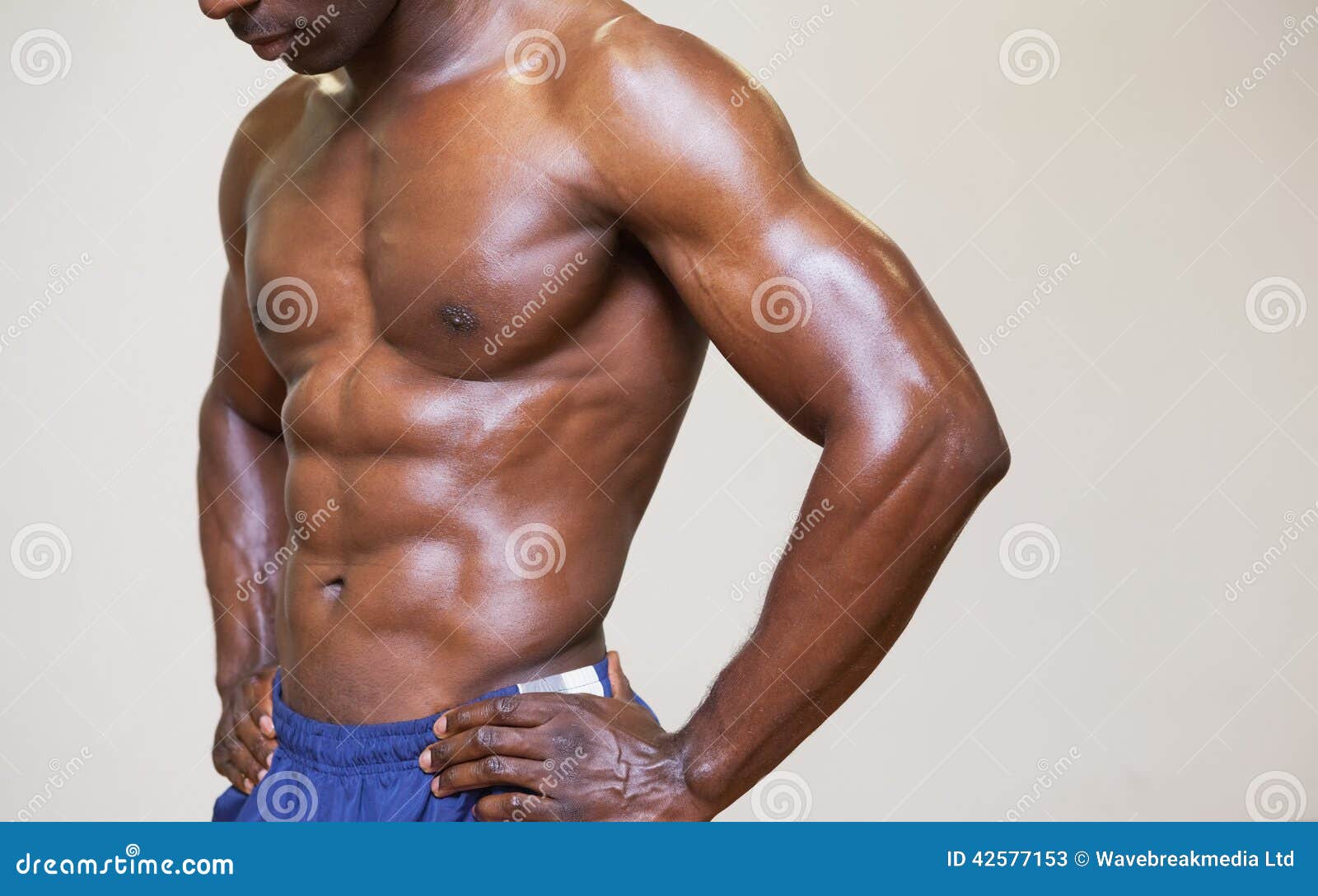 Mid Section Of A Shirtless Muscular Man Royalty-Free Stock Image ...