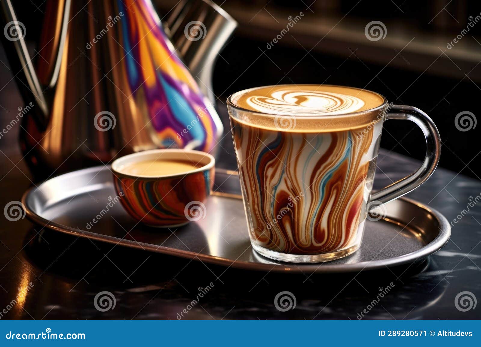 Close-up of Milk Pitcher and Latte Art Creation Stock Image - Image of ...