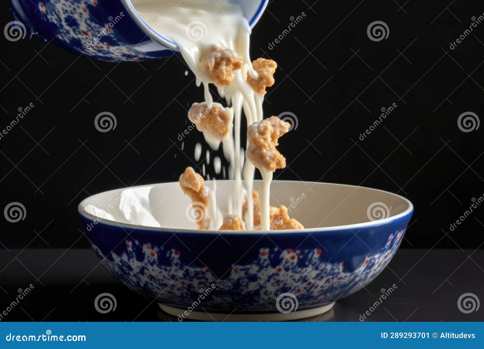 Close-up of Milk Splashing into Cereal Bowl Stock Image - Image of ...