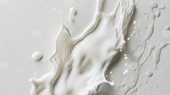 Close-up of Milk Splashing on a White Surface, Capturing Dynamic ...