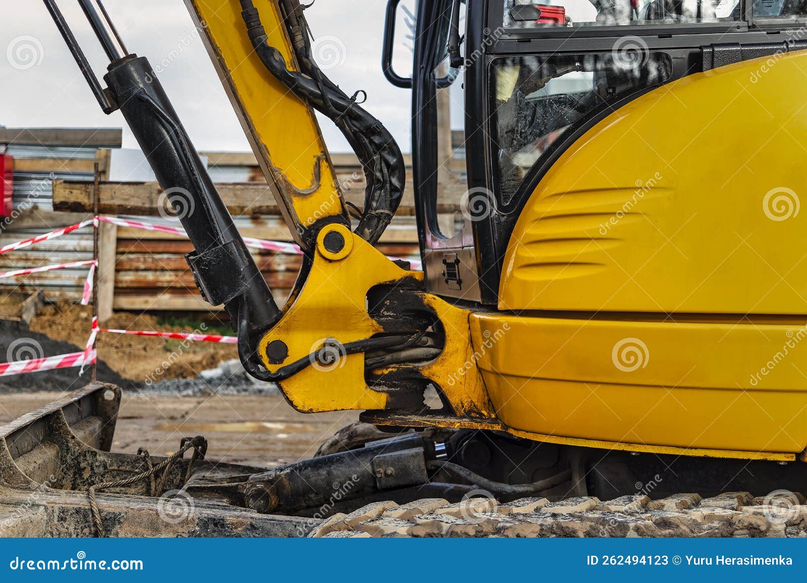 Close-up Mini Excavator during the Construction of a Modern Residential ...