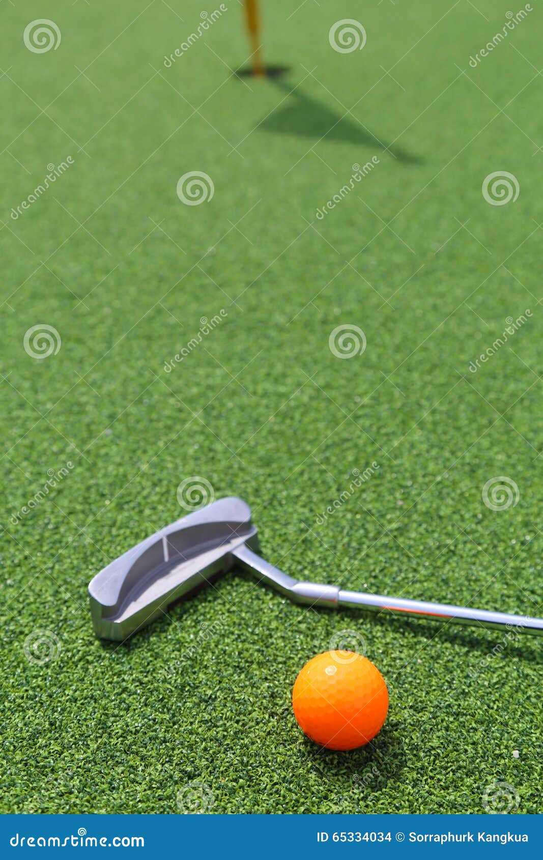 Close-up of Miniature Golf Hole with Bat and Ball. Stock Photo - Image ...