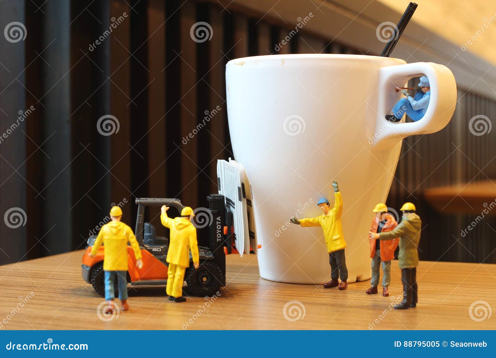Close Up Miniature People Workers Stock Image - Image of morning ...