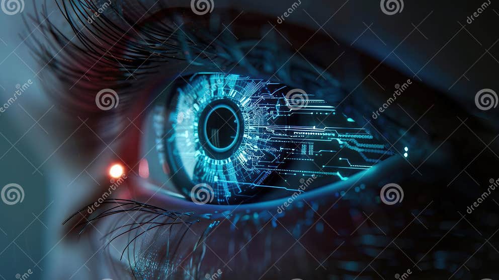 Closeup Minimal Style of Closeup of a Bionic Eye with Visible ...