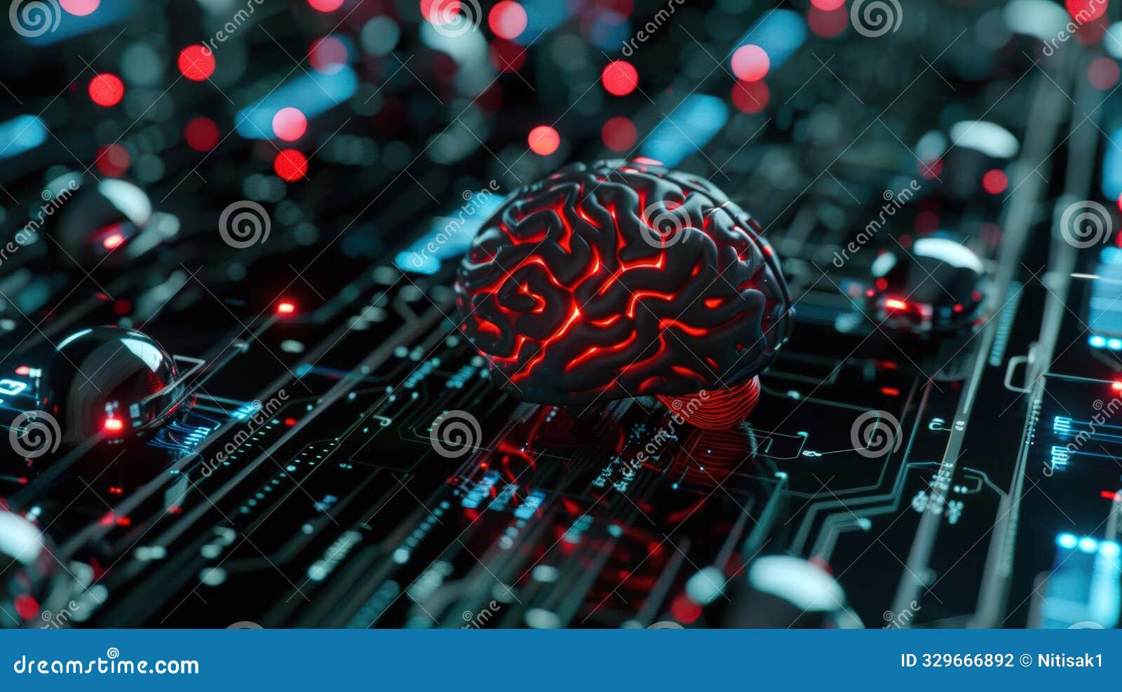 Closeup Minimal Style of Closeup of a Braincomputer Interface Chip on a ...