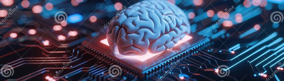 Closeup Minimal Style of Closeup of a Braincomputer Interface Chip on a ...