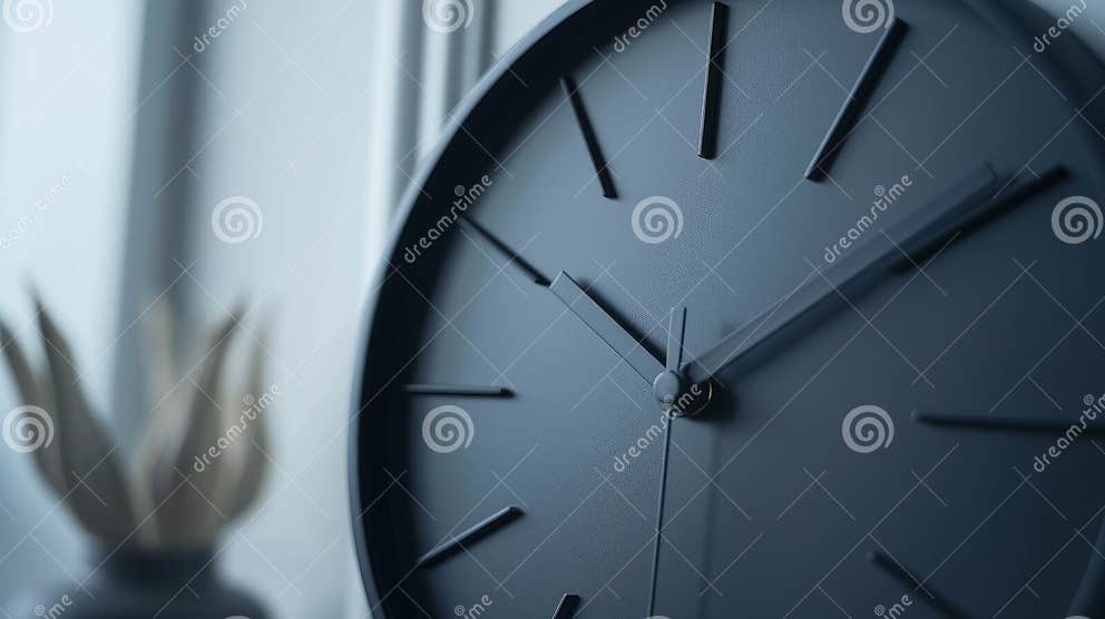 Close-up of a Minimalistic Black Wall Clock, Blurred Background. Stock ...