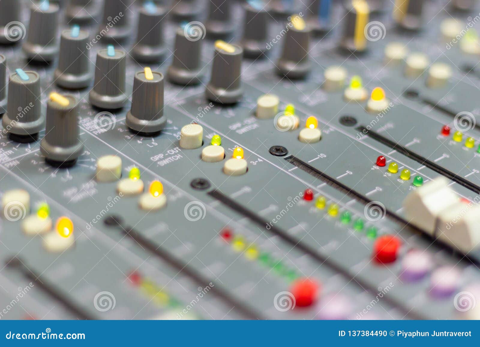 Close Up Mixing Console of a Big HiFi System, the Audio Equipment Stock ...