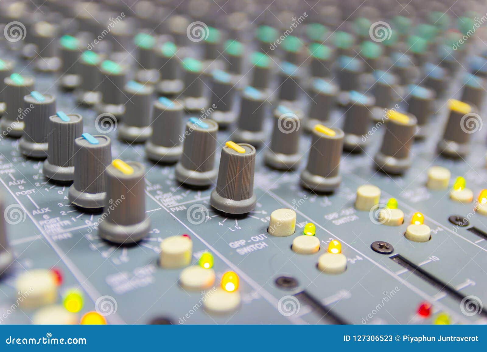 Close Up Mixing Console of a Big HiFi System Stock Image - Image of ...