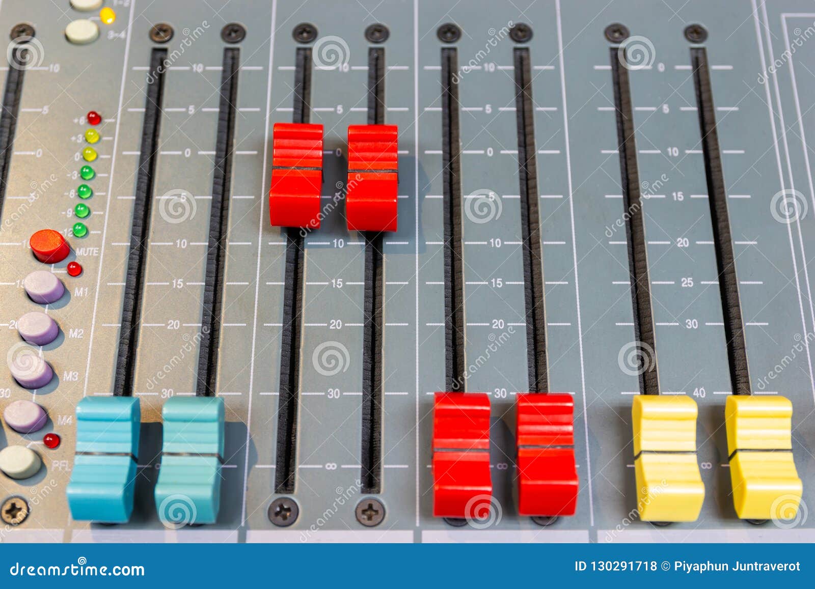Close Up Mixing Console of a Big HiFi System, the Audio Equipment and ...