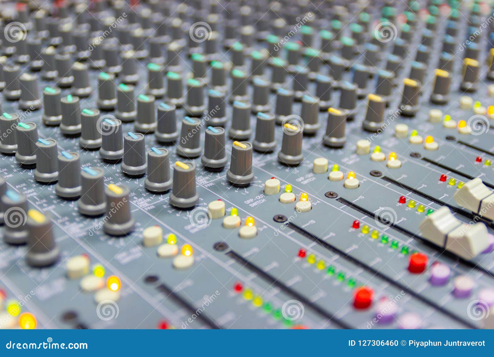 Close Up Mixing Console of a Big HiFi System Stock Photo - Image of ...