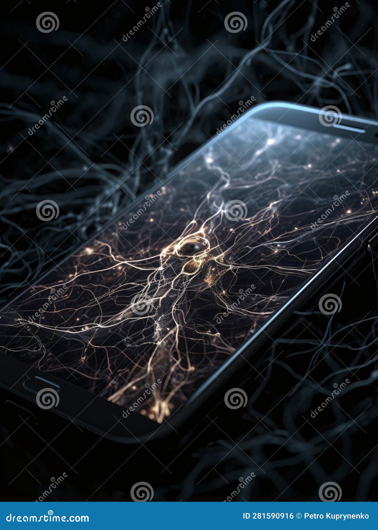 Close-up Of A Mobile Phone Structure Showing Lightning And Discharges ...