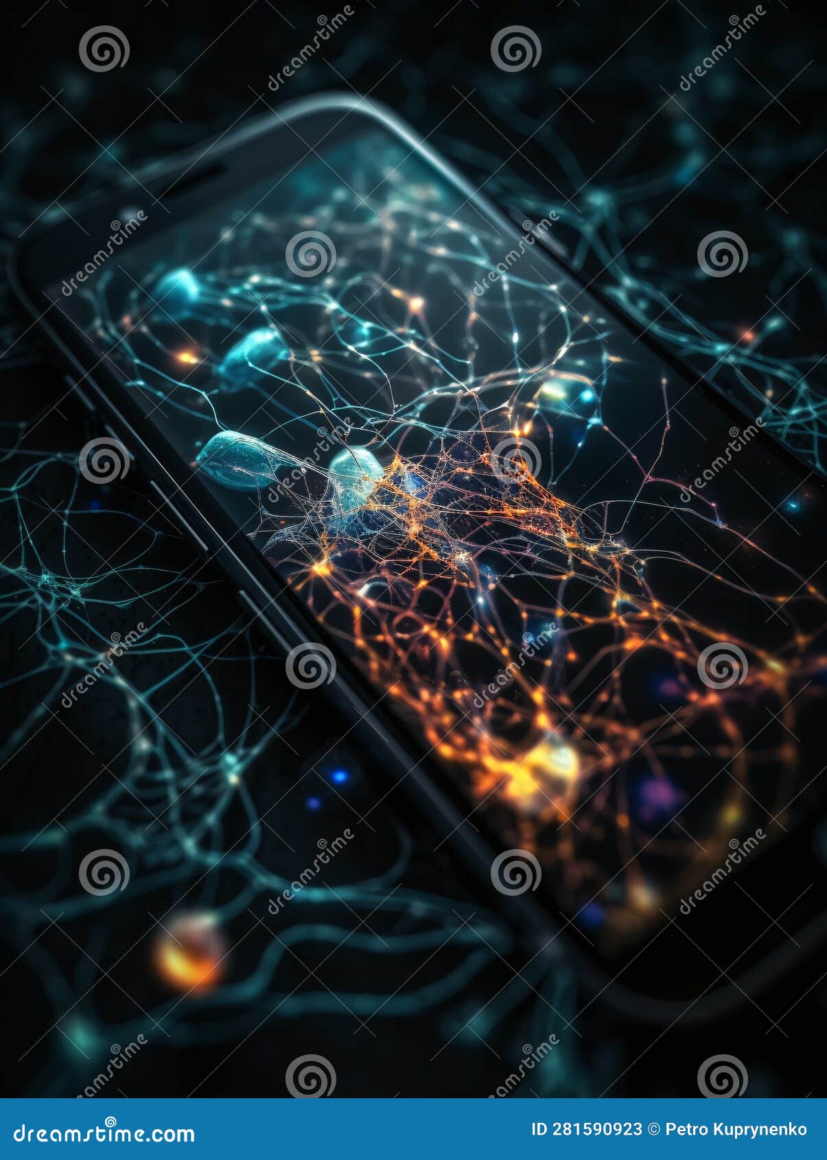 Close-up Of A Mobile Phone Structure Showing Lightning And Discharges ...