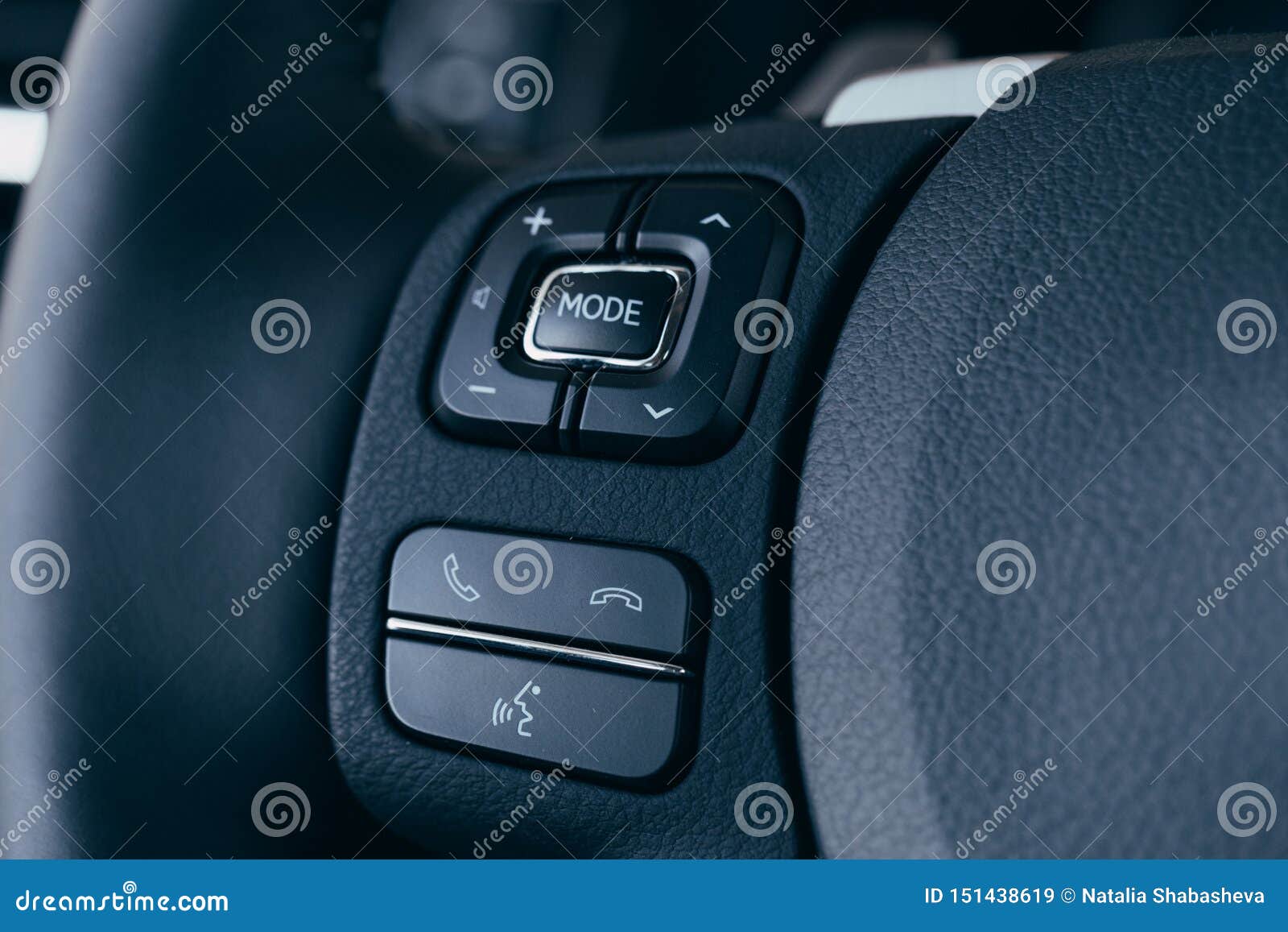 Audio Control Buttons on the Steering Wheel of a Modern Car Stock Image ...