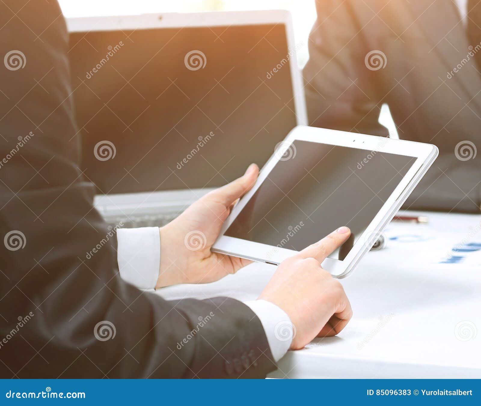 Close Up of Modern Business-team Using a Tablet Computer for Work ...