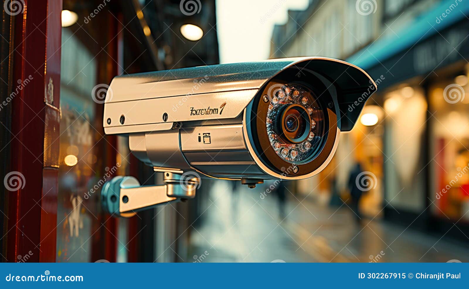 Close Up Modern CCTV Camera in Street Stock Illustration - Illustration ...