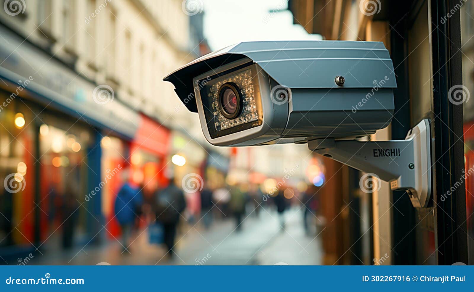 Close Up Modern CCTV Camera in Street Stock Illustration - Illustration ...